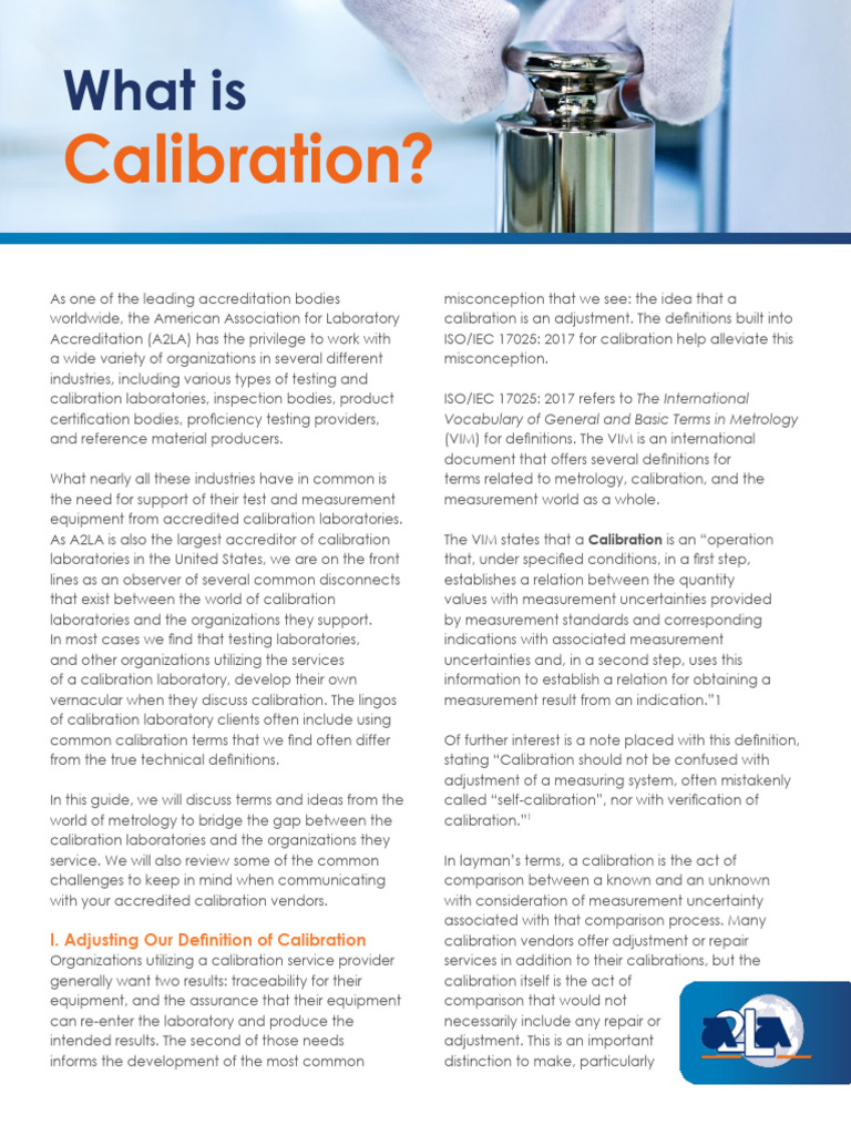 A2LA 2025 What Is Calibration | PDF | Calibration | Metrology