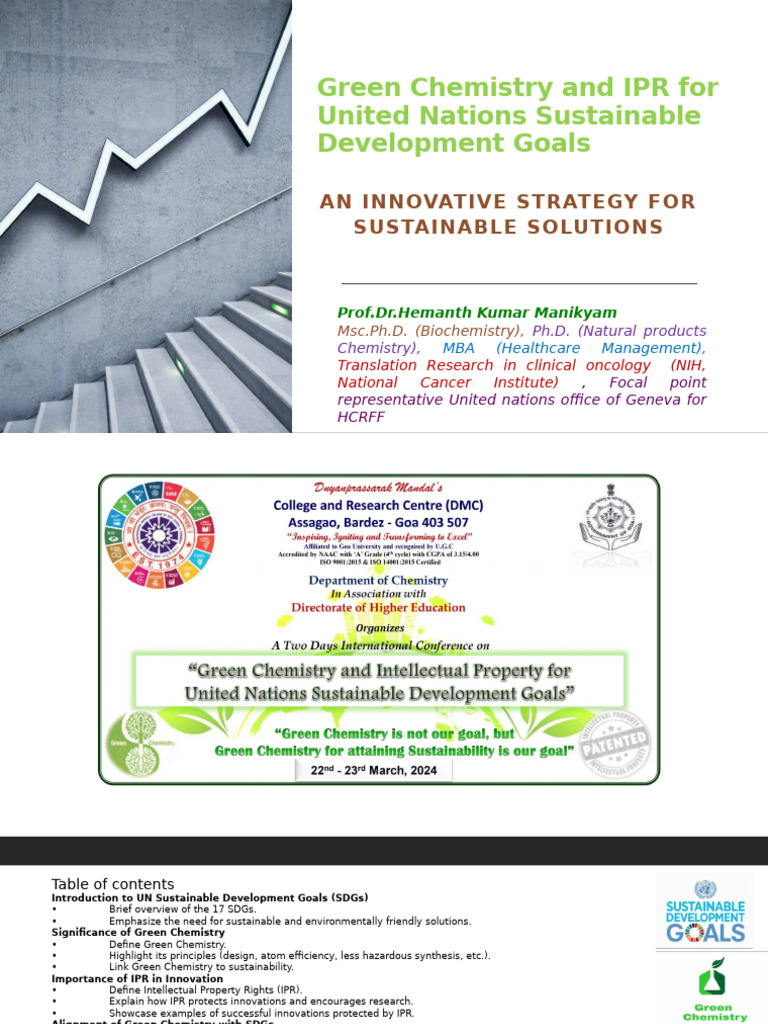 Green Chemistry and IPR For United Nations Sustainable | PDF ...