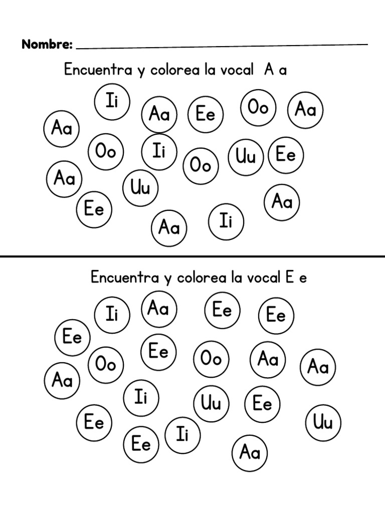Encuentra y Colorea las Vocales | PDF