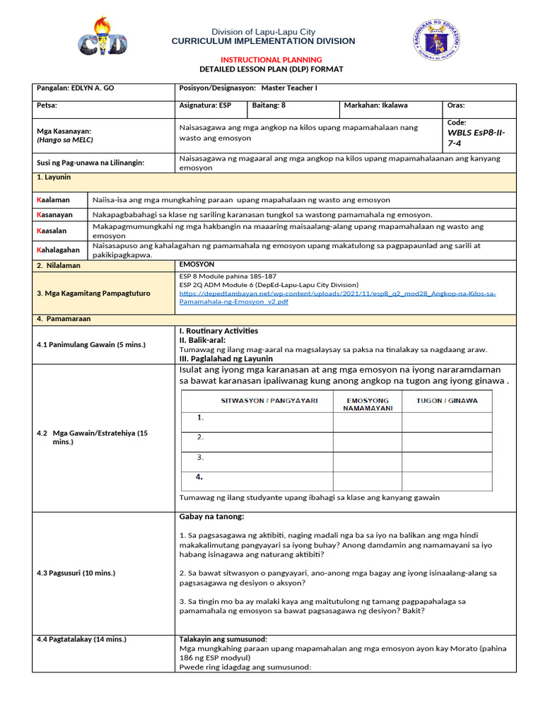ESP 8 Q2 Week 6 Day 2 | PDF