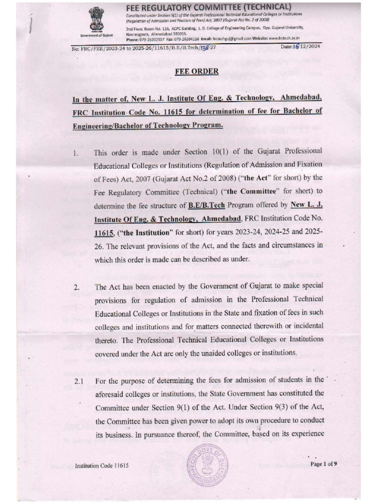 FRC Fee Order | PDF