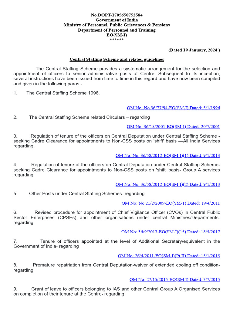 Central Staffing Scheme Guidelines | PDF | Chess Openings | Chess