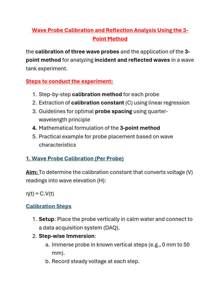 Wave Probe Calibration Using 3-Point Method | PDF