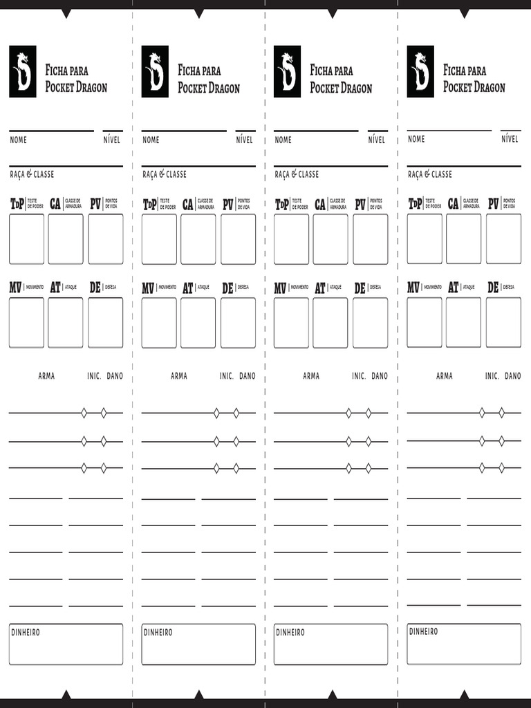 OD2 Ficha Pocket Dragon (Editavel) | PDF