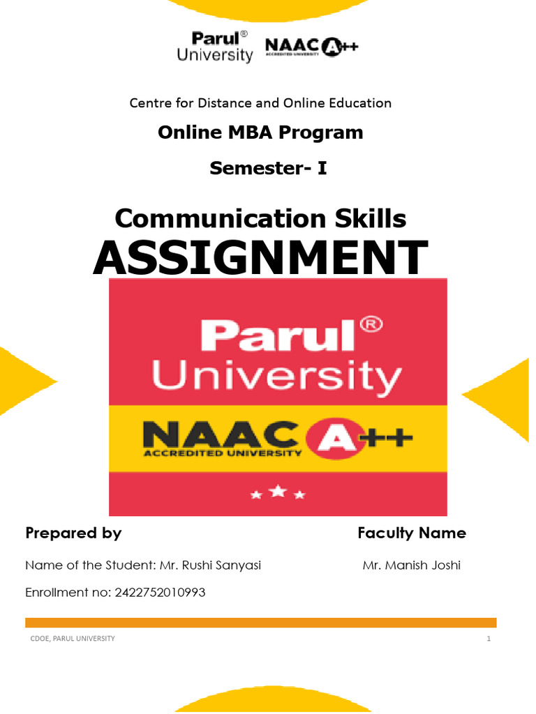 Communication Skills Assignment MBA Sem1 | PDF | Communication ...