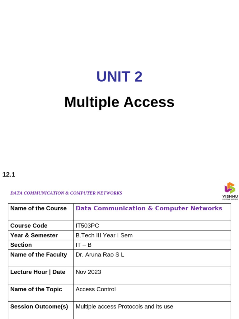 Unit 2 Multiple Access | PDF | Channel Access Method | Network Protocols