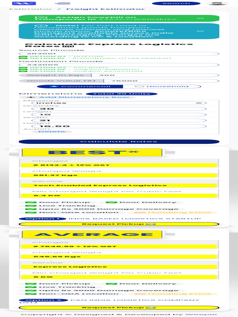 Weeple Isys Freight Estimator | PDF