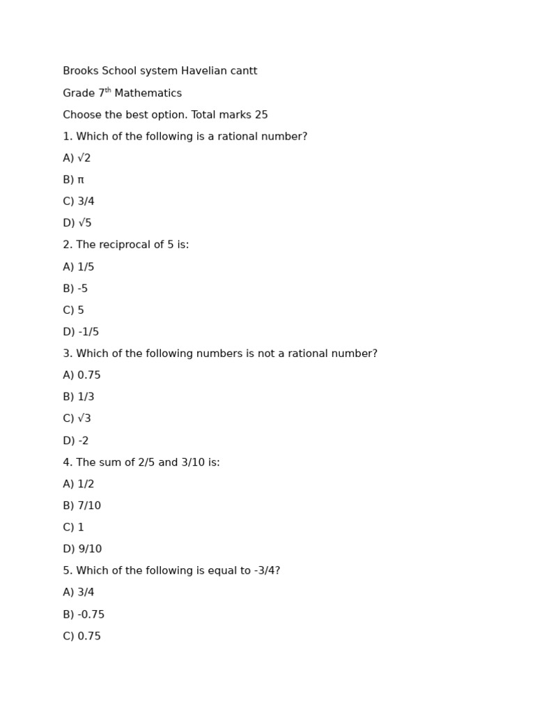 7th Mathematics | PDF