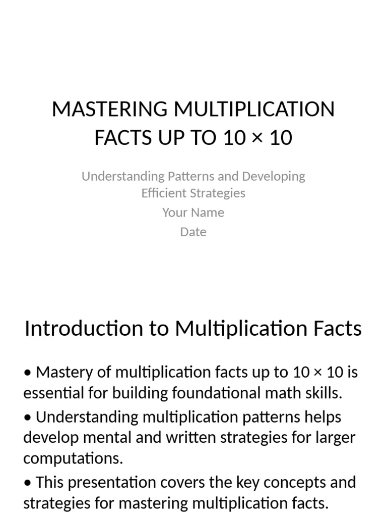 Updated Multiplication Facts Presentation | PDF