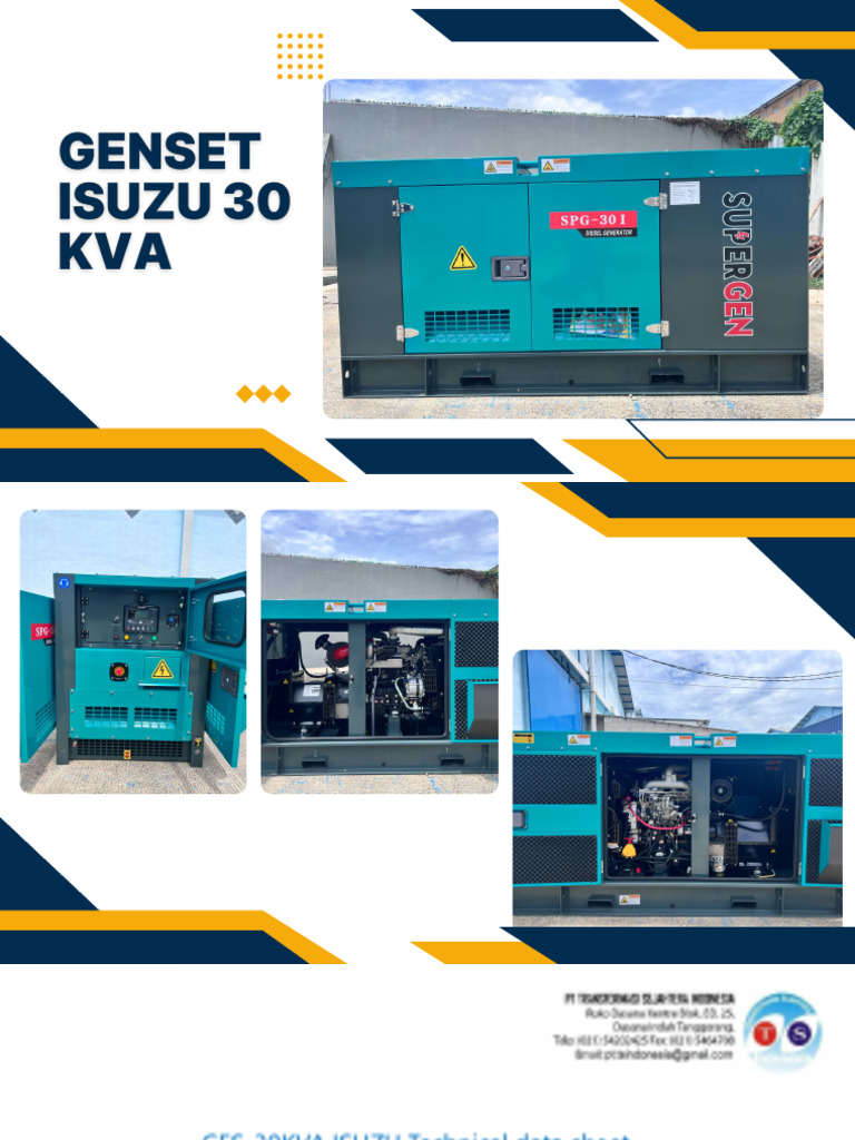 Brosur Genset Isuzu 30 Kva | PDF | Diesel Engine | Rotating Machines