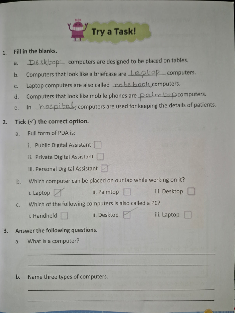 Ch-1 Computer Book Work | PDF | Desktop Computer | Laptop