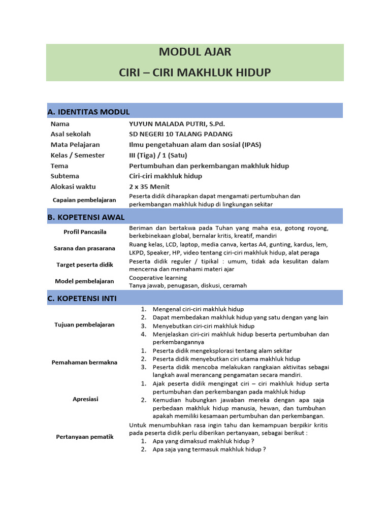 Modul Ajar Yuyun Malada Putri | PDF