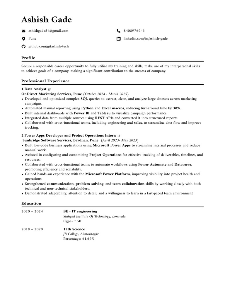 Ashish Gade FlowCV Resume 20250718 | PDF | Computing | Information Technology