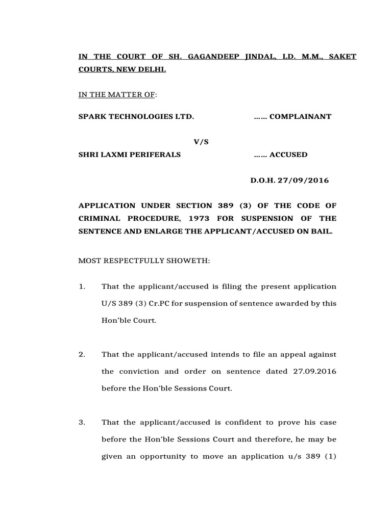 Application for Suspension of Sentence | PDF
