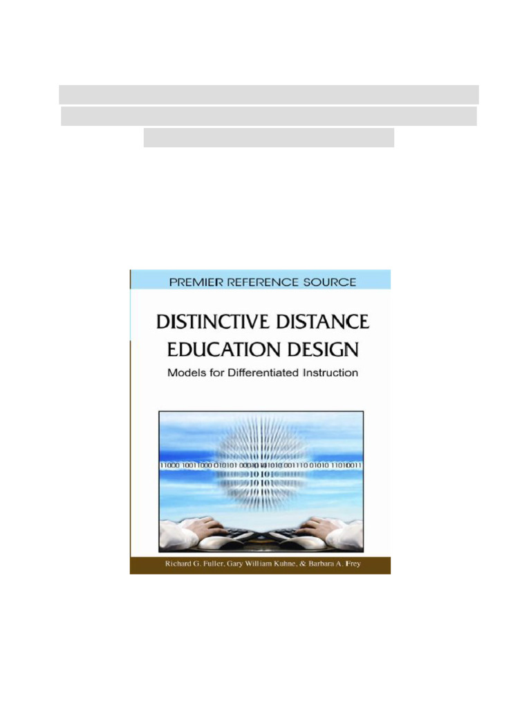 Distinctive Distance Education Design Models For Differentiated ...