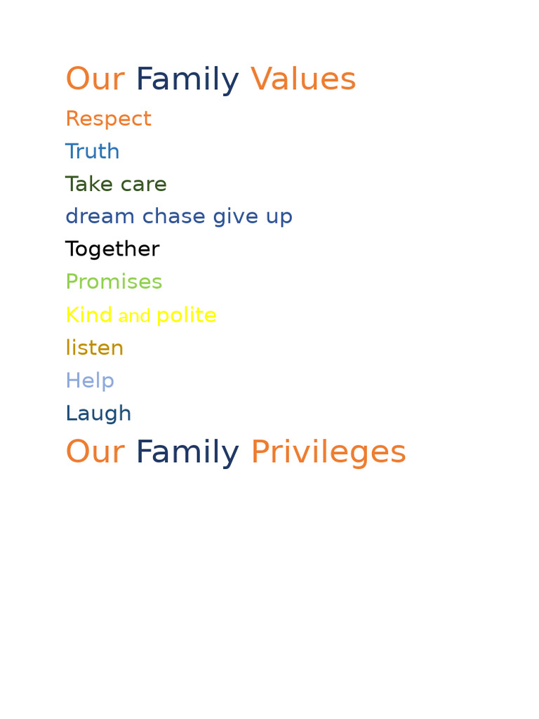 Our Family Values | PDF