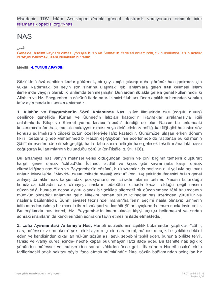 NAS - TDV İslâm Ansiklopedisi | PDF