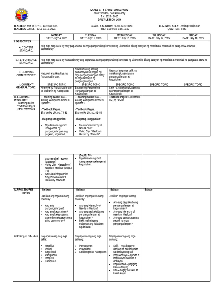 2025 Ap9 DLL Q1 W5 | PDF
