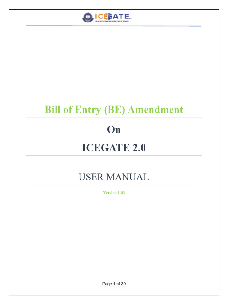 Bill of Entry Amendment User Manual | PDF | Cursor (User Interface ...