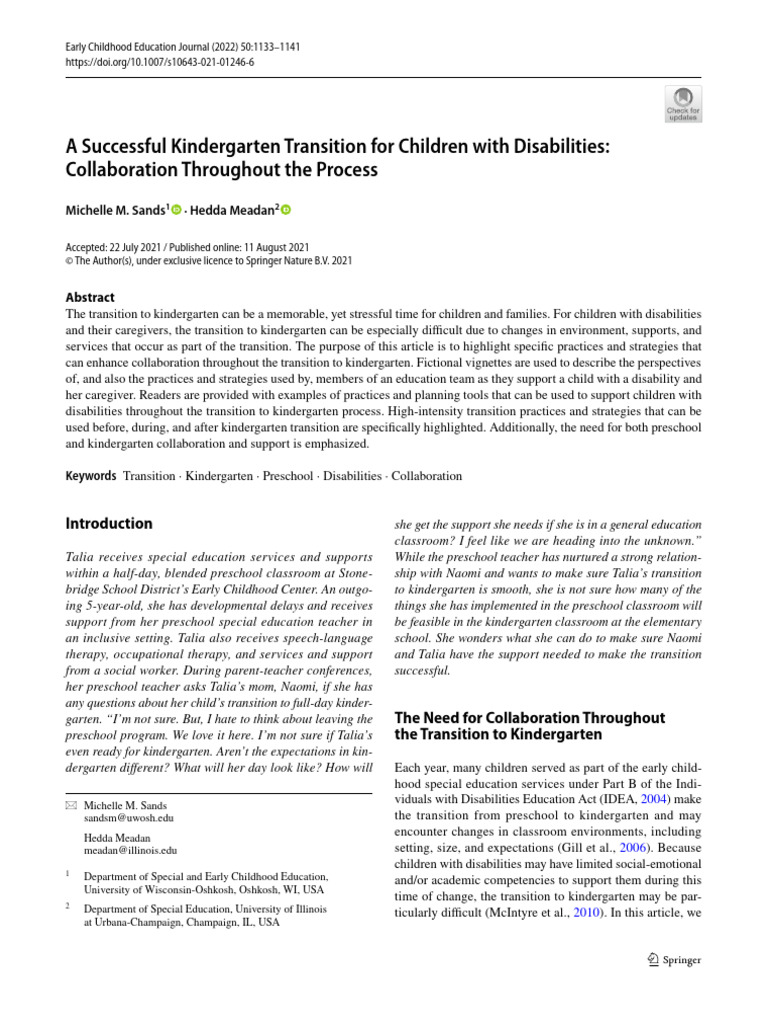 Successful Kindergarten Transition Strategies | PDF | Preschool ...