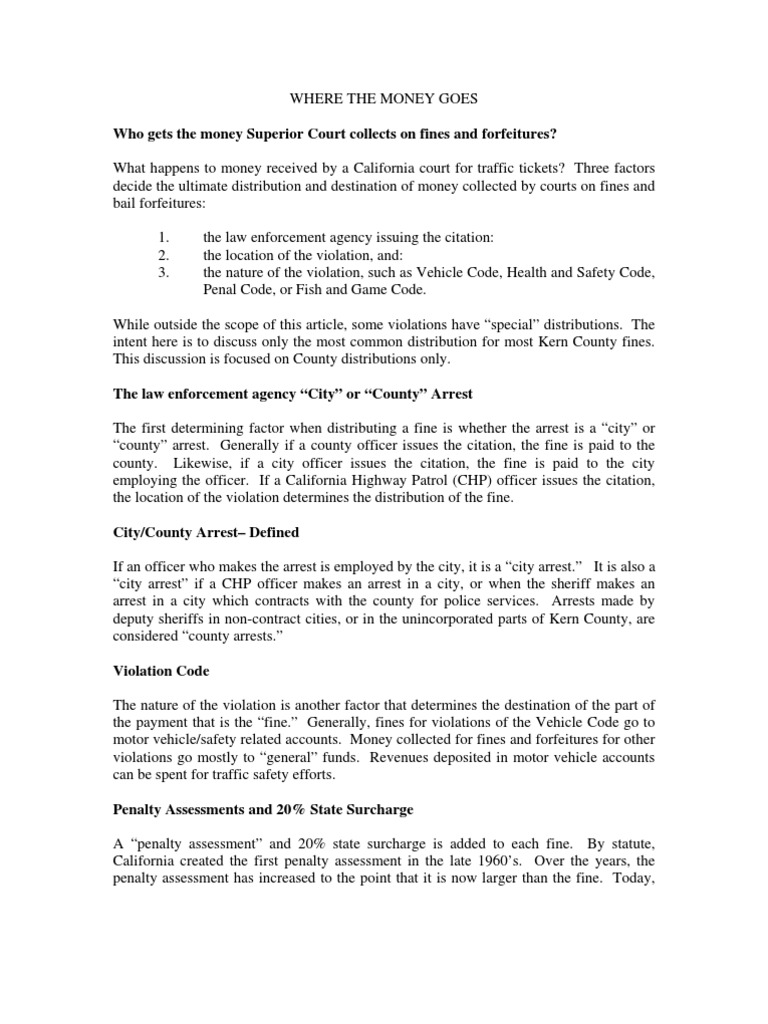 California Court Fine Distribution Explained | PDF | California Highway ...