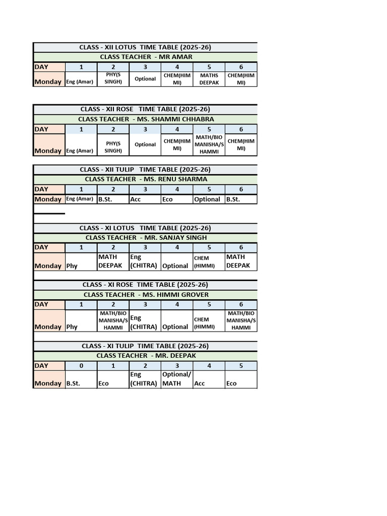Online Class Timetable - Xi and Xii Date 21 July | PDF