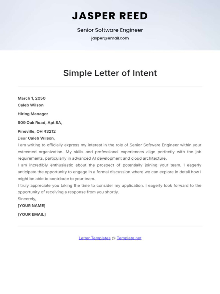 Simple Letter of Intent | PDF