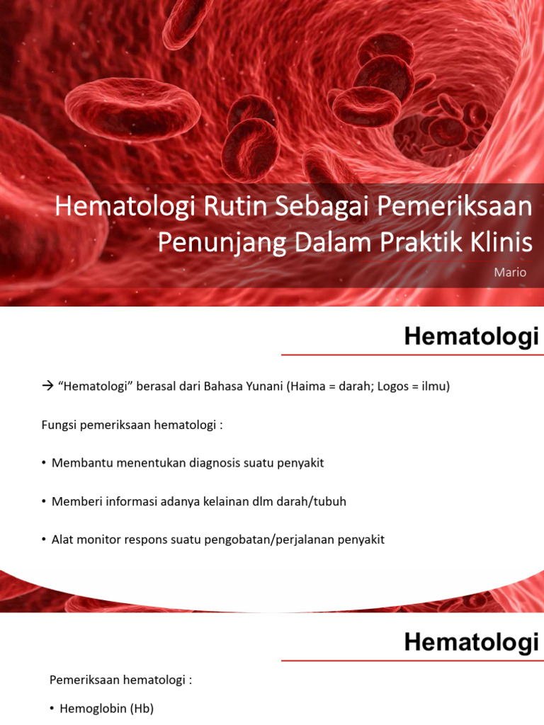 Hematologi Rutin Sebagai Pemeriksaan Penunjang Dalam Praktik Klinis | PDF