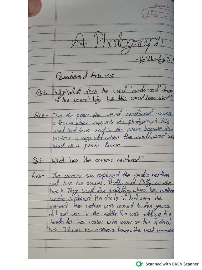 A Photograph (Poem 1) | PDF