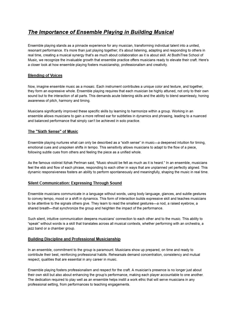 The Power of Ensemble Playing | PDF | Body Language | Musicology