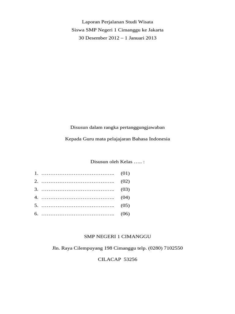 Laporan Perjalanan Studi Wisata | PDF
