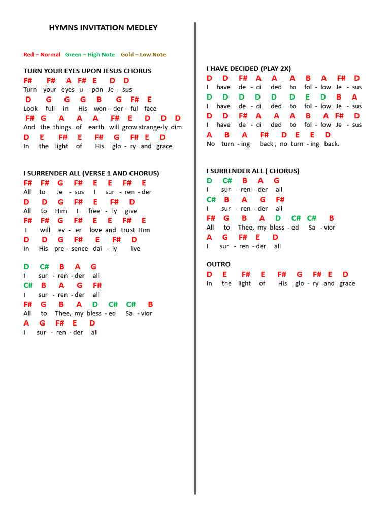 Invitation Hymns Medley Lyrics | PDF | Hymns | Religious Songs