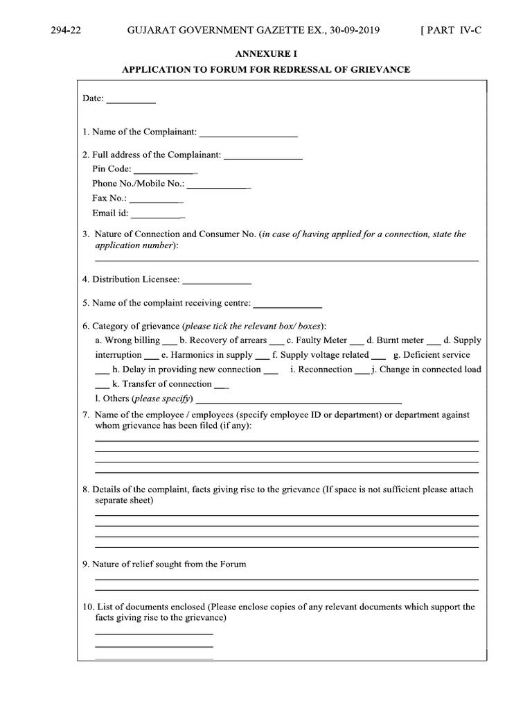 Grievance Form For CGRF Forum | PDF