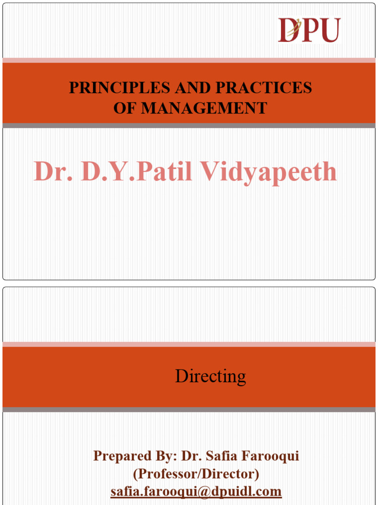 Principles of Management: Directing Explained | PDF | Motivation ...
