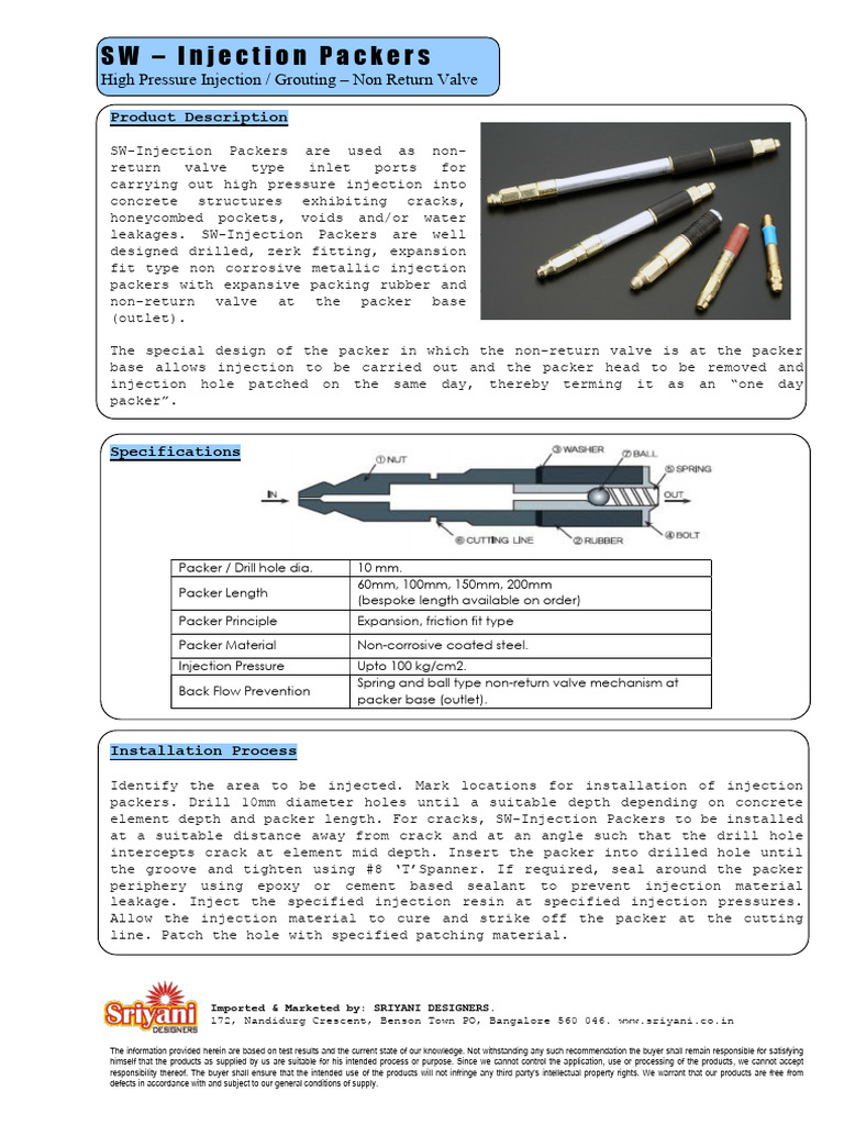 High Pressure Injection Packers Overview | PDF | Valve | Concrete