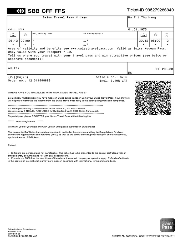 Swiss Travel Pass 4 Days | PDF | Government And Personhood | Public ...