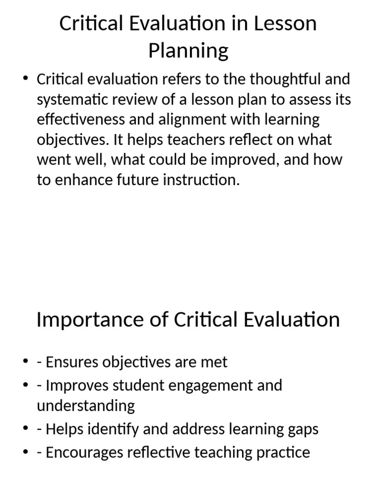 Critical Evaluation English Final | PDF