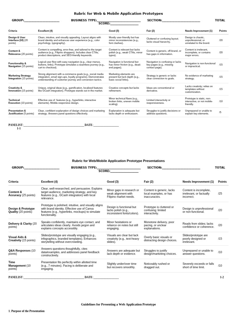 Rubric For Web Application | PDF | Application Software | Prototype