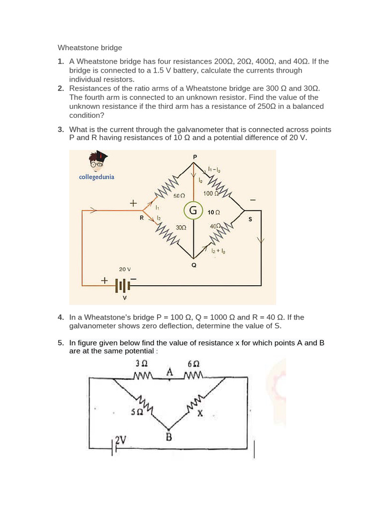 Wheatstone Bridge Calculations and Analysis | PDF