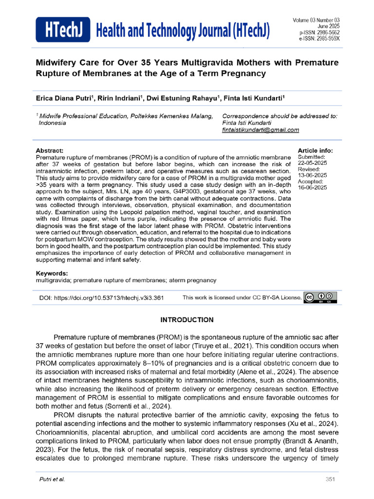 View of Midwifery Care For Over 35 Years Multigravida Mothers With ...