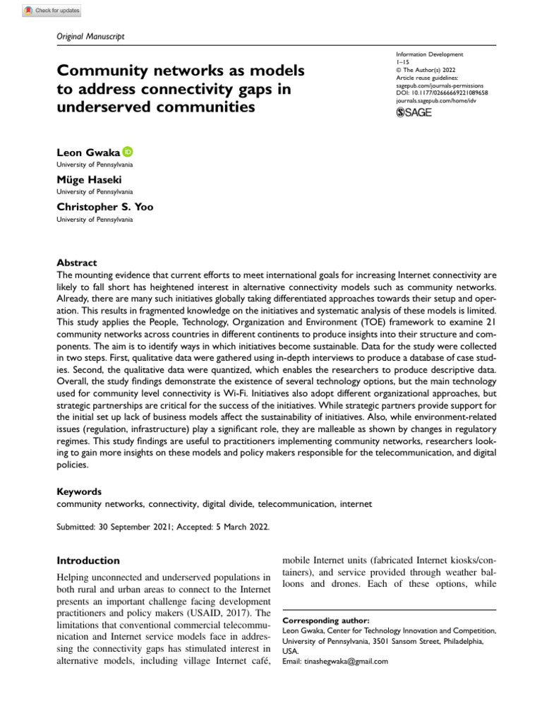 Community Networks As Models To Address | PDF | International ...