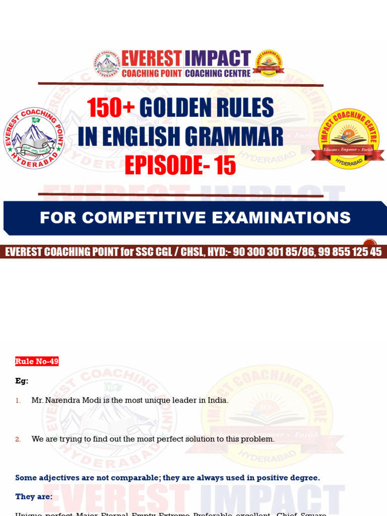 150+ English Grammar Rules for Exams | PDF | Grammar | Syntax