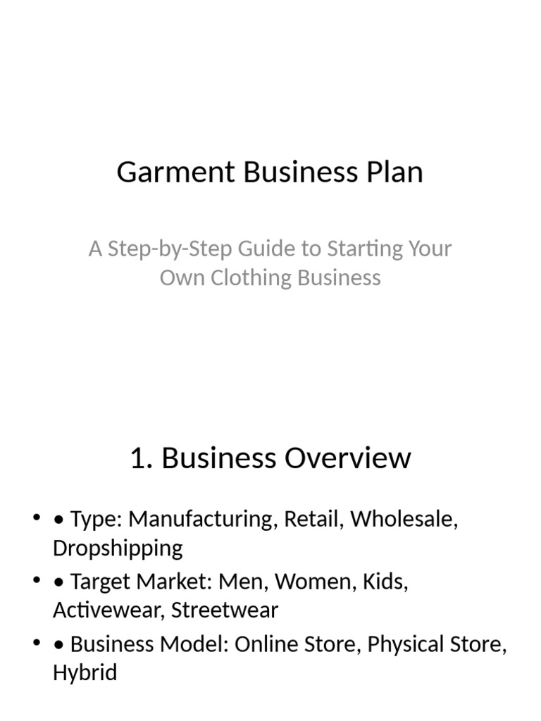 Garment Business Plan Guide | PDF