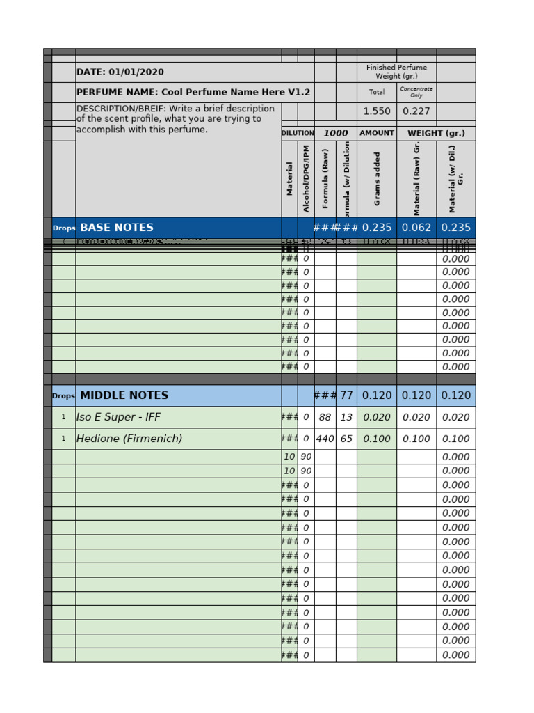 Perfume Formula Worksheet Calculator V2 | PDF | Perfume | Lavandula