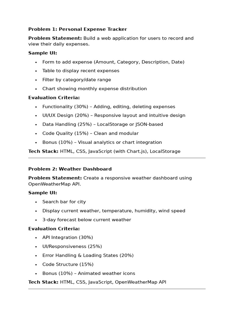 Web App Development Project Ideas | PDF | Java Script | Html