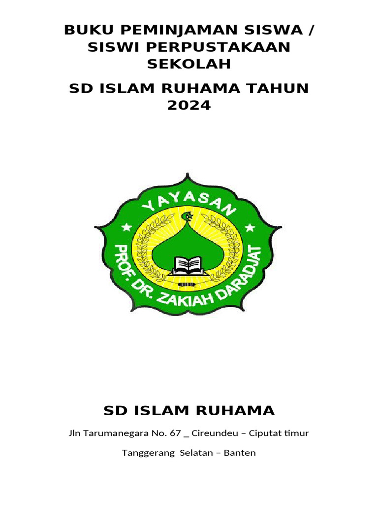 Buku Peminjaman Perpustakaan Sekolah 2024-2025 | PDF