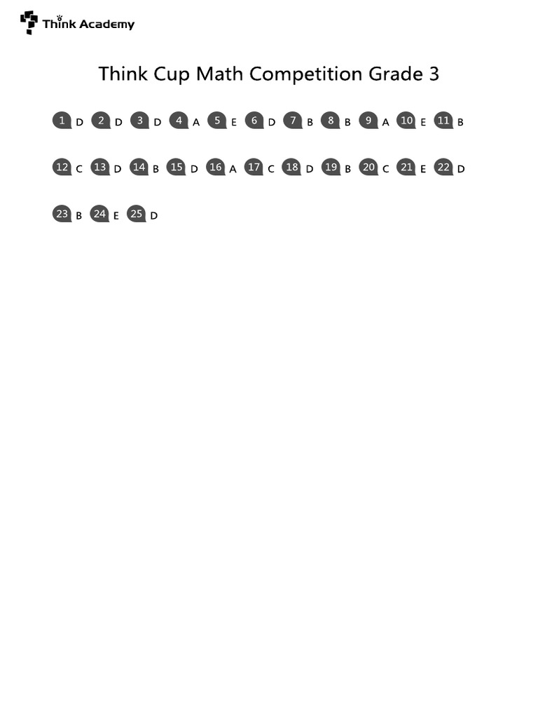 Think Cup Math Competition Grade 3 (答案版) | PDF