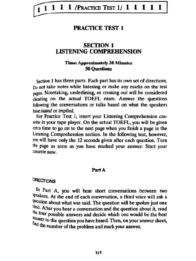 TOEFL Cliff Test Practice Part 1 | PDF