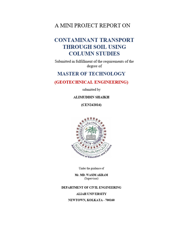 Contaminant Transport Through Soil Using Column Studies - 1 | PDF ...