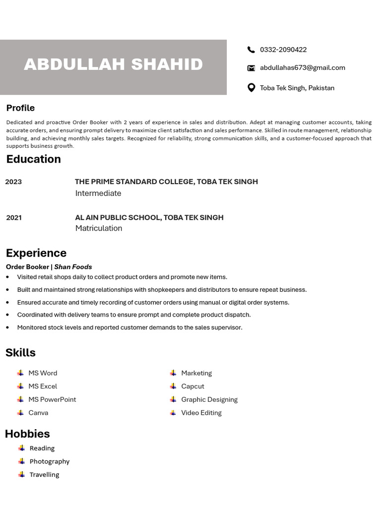 Abdullah Shahid CV | PDF